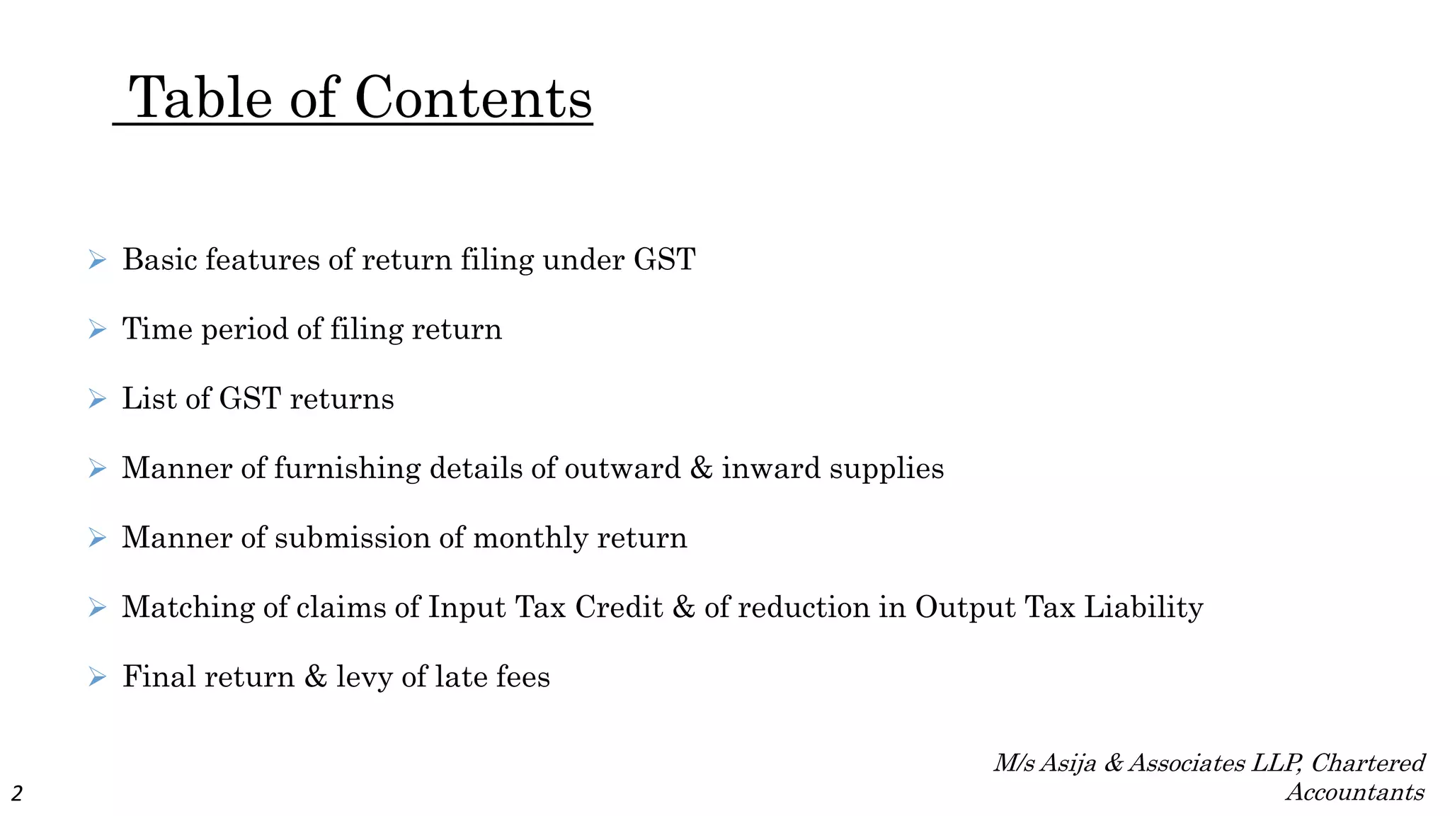 Overview of filing return under GST | PPT