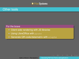 Ways to generate PDF from Python Web applications, Gaël Le Mignot | PPT