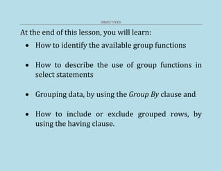 5. Group Functions | PDF