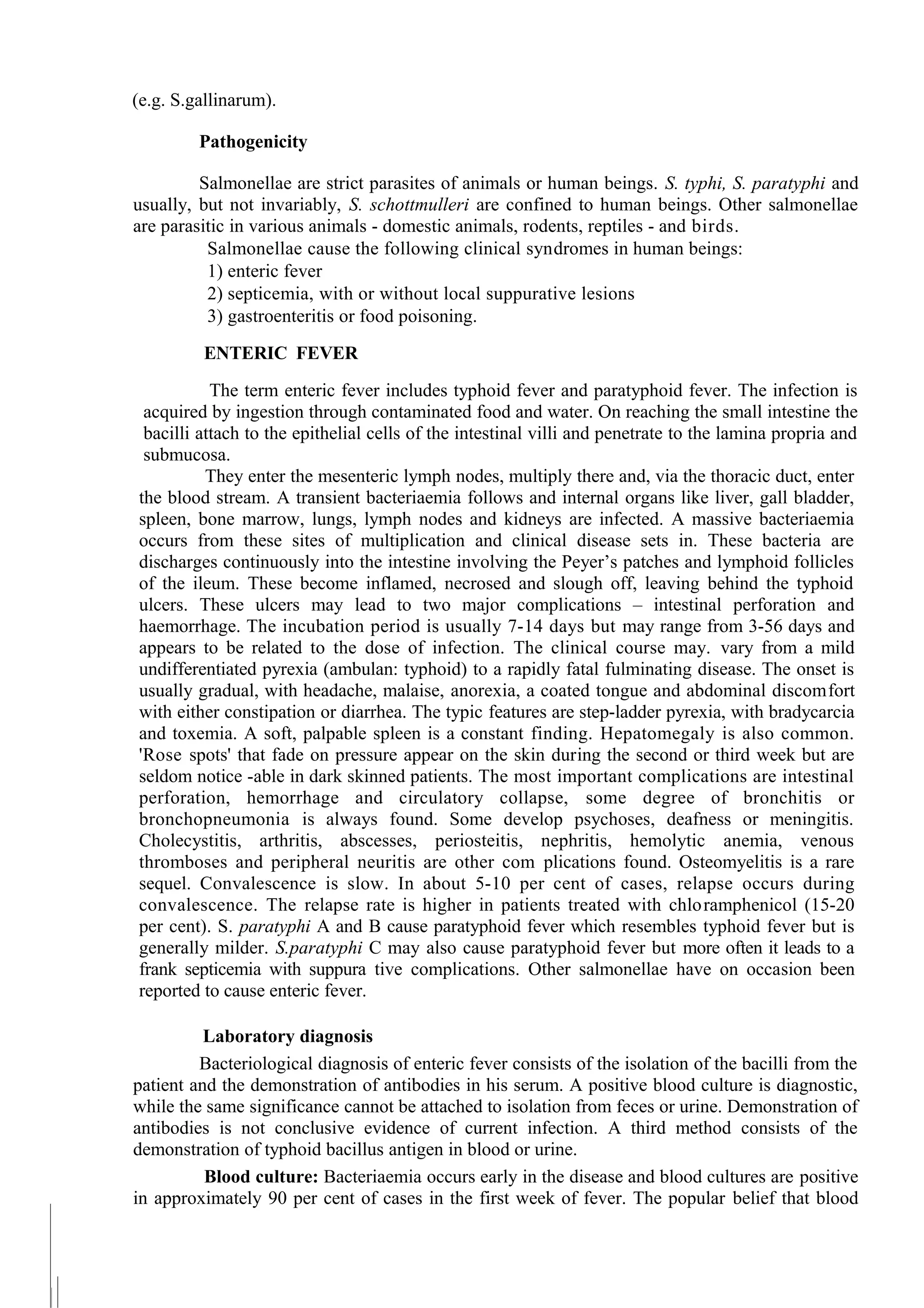 Salmonella. Causing Typhoidal Infections. Pathogenesis of Enteric Fever ...