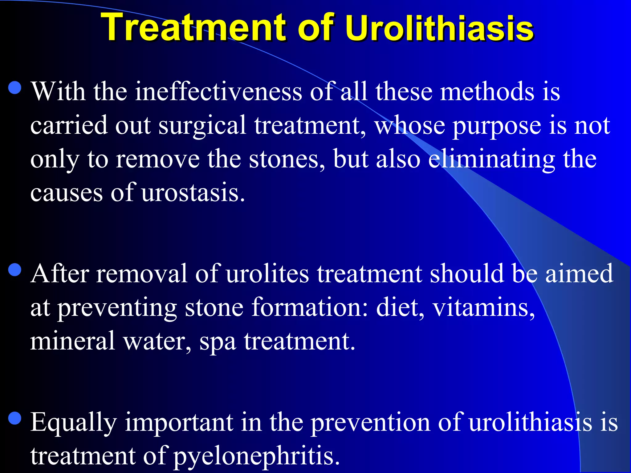 Urolithiasis. Edematous Scrotum Syndrome. Traumatic injuries of Urinary ...