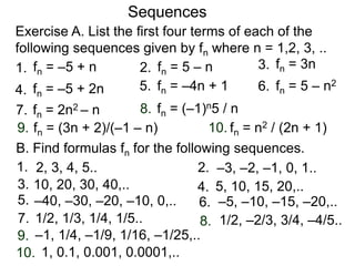 5.1 hw sequences and summation notation x | PPT