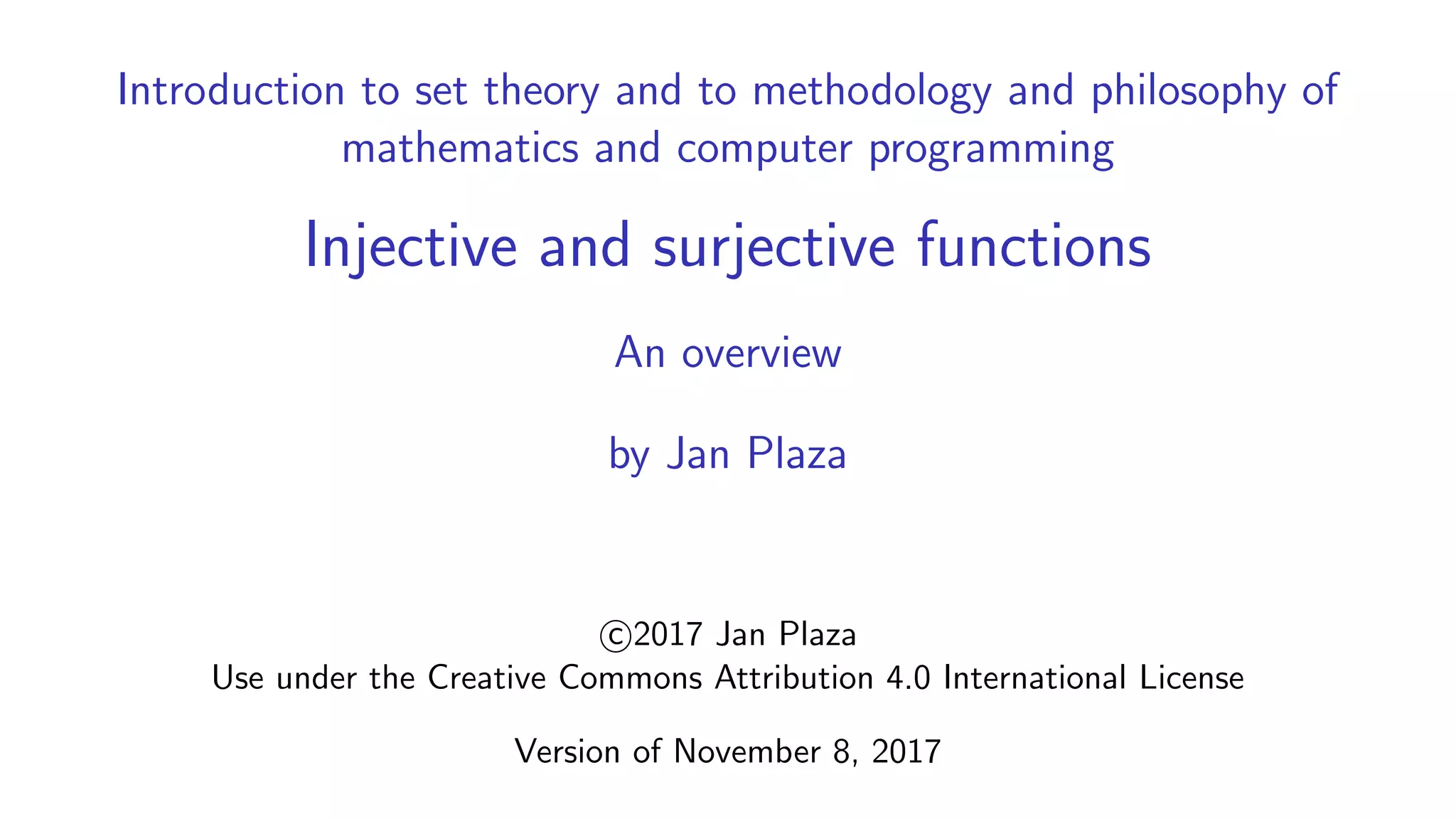5.5 Injective and surjective functions. Dynamic slides. | PDF