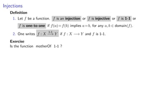 5.5 Injective and surjective functions. Dynamic slides. | PDF