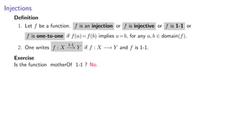 5.5 Injective and surjective functions. Dynamic slides. | PDF