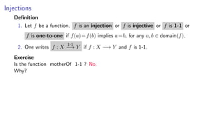 5.5 Injective and surjective functions. Dynamic slides. | PDF