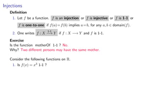 5.5 Injective and surjective functions. Dynamic slides. | PDF