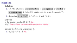 5.5 Injective and surjective functions. Dynamic slides. | PDF