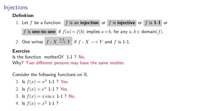 5.5 Injective and surjective functions. Dynamic slides.
