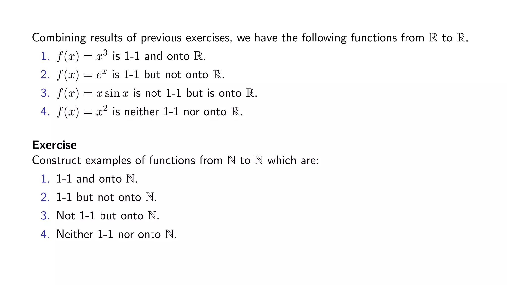 5.5 Injective and surjective functions. A handout. | PDF