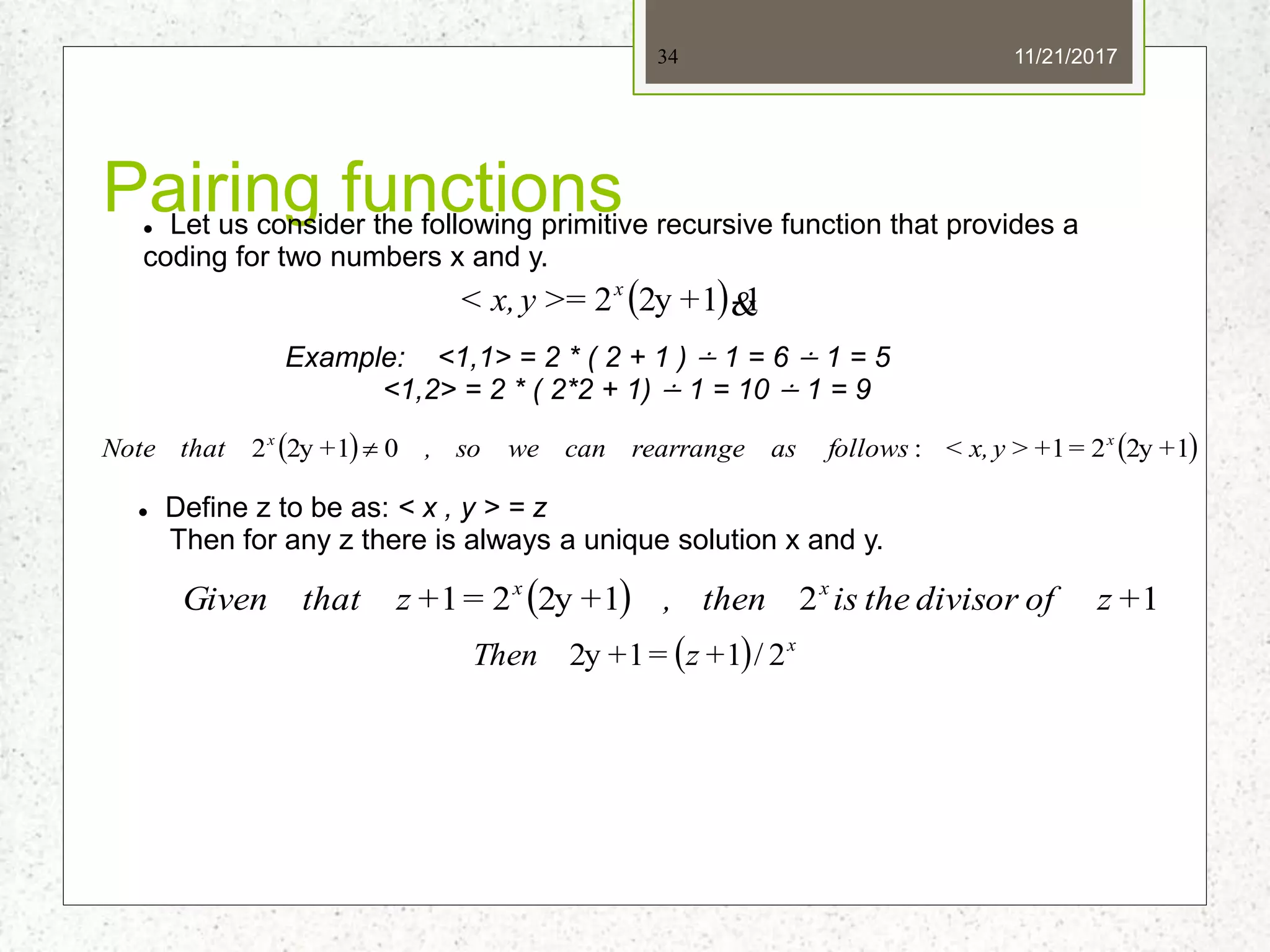 5.2 primitive recursive functions | PPT 5.2 primitive recursive functions | PPT