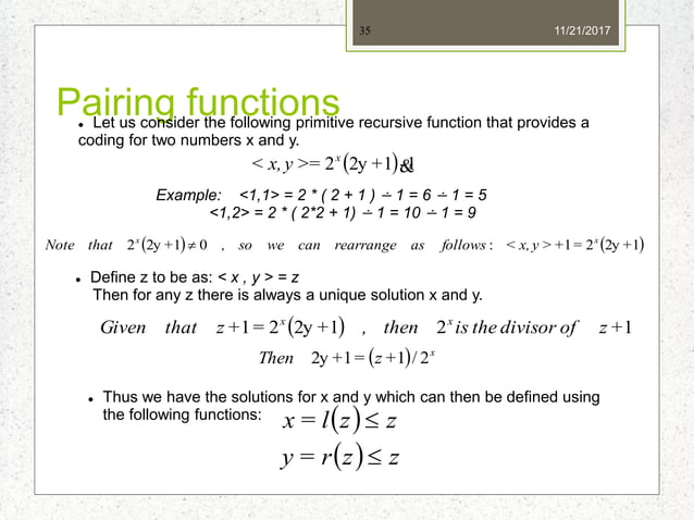 5.2 primitive recursive functions | PPT 5.2 primitive recursive functions | PPT