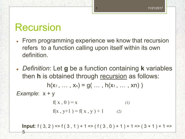 5.2 primitive recursive functions | PPT