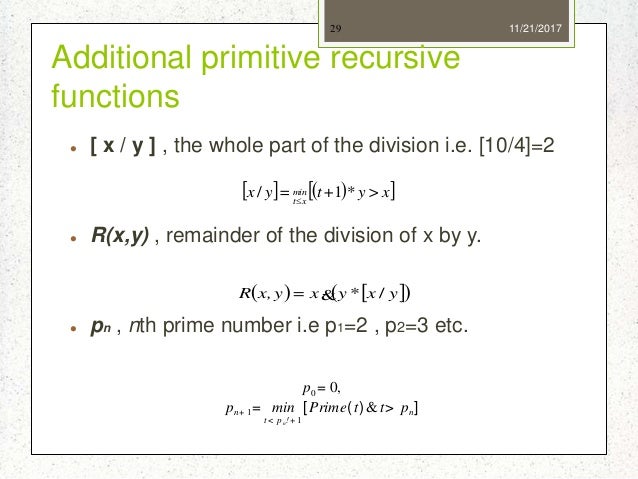 52 Primitive Recursive Functions