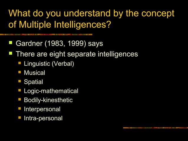Concept of intelligence | PPT | Education
