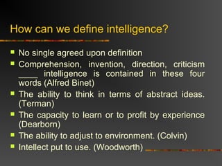 Theories of intelligence | PPT