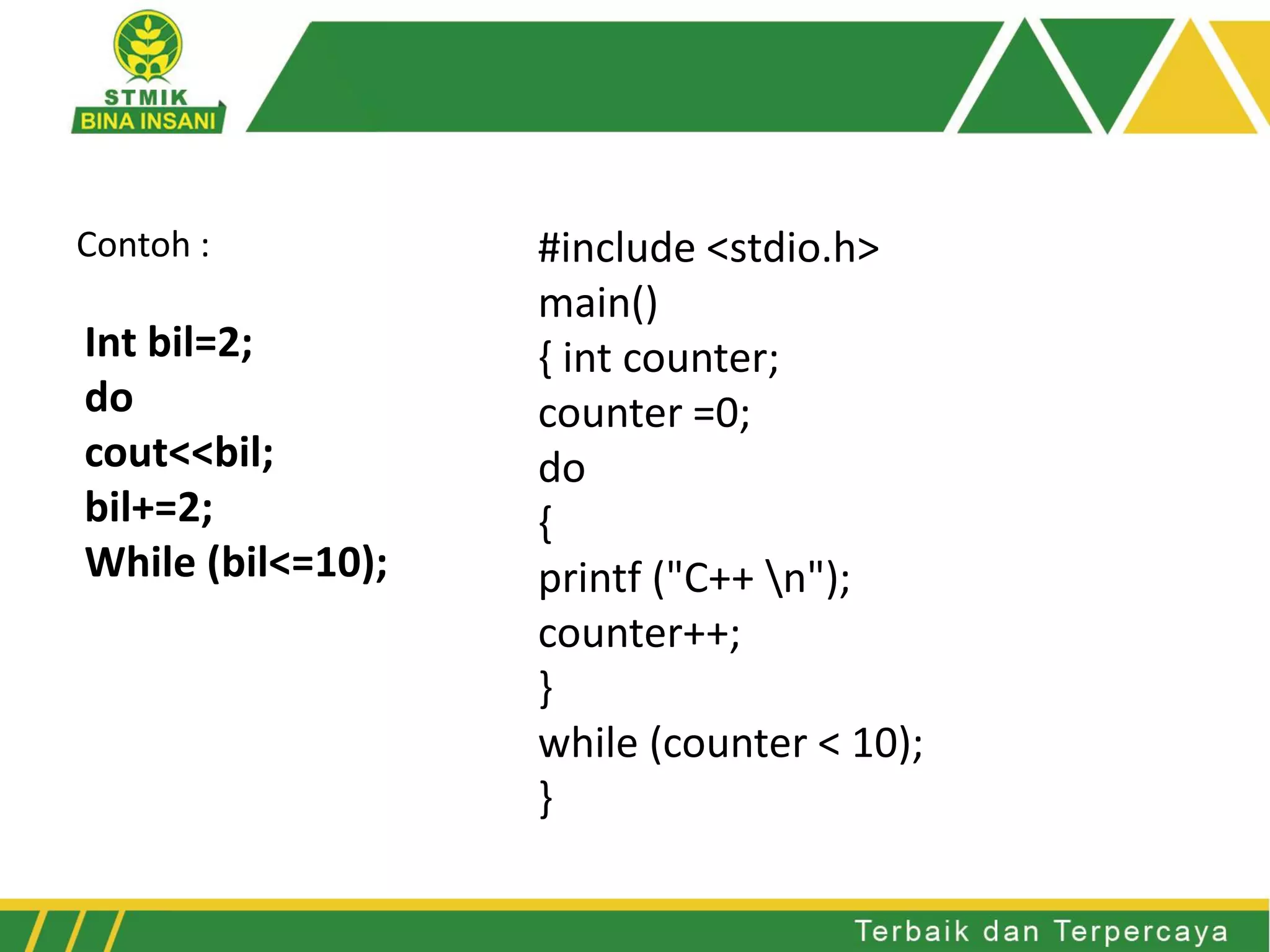 Pertemuan 5 Perulangan (Looping) | PPT
