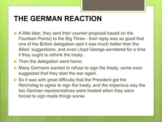 CAMBRIDGE IGCSE HISTORY: GERMAN REACTIONS TO THE TREATY | PPTX