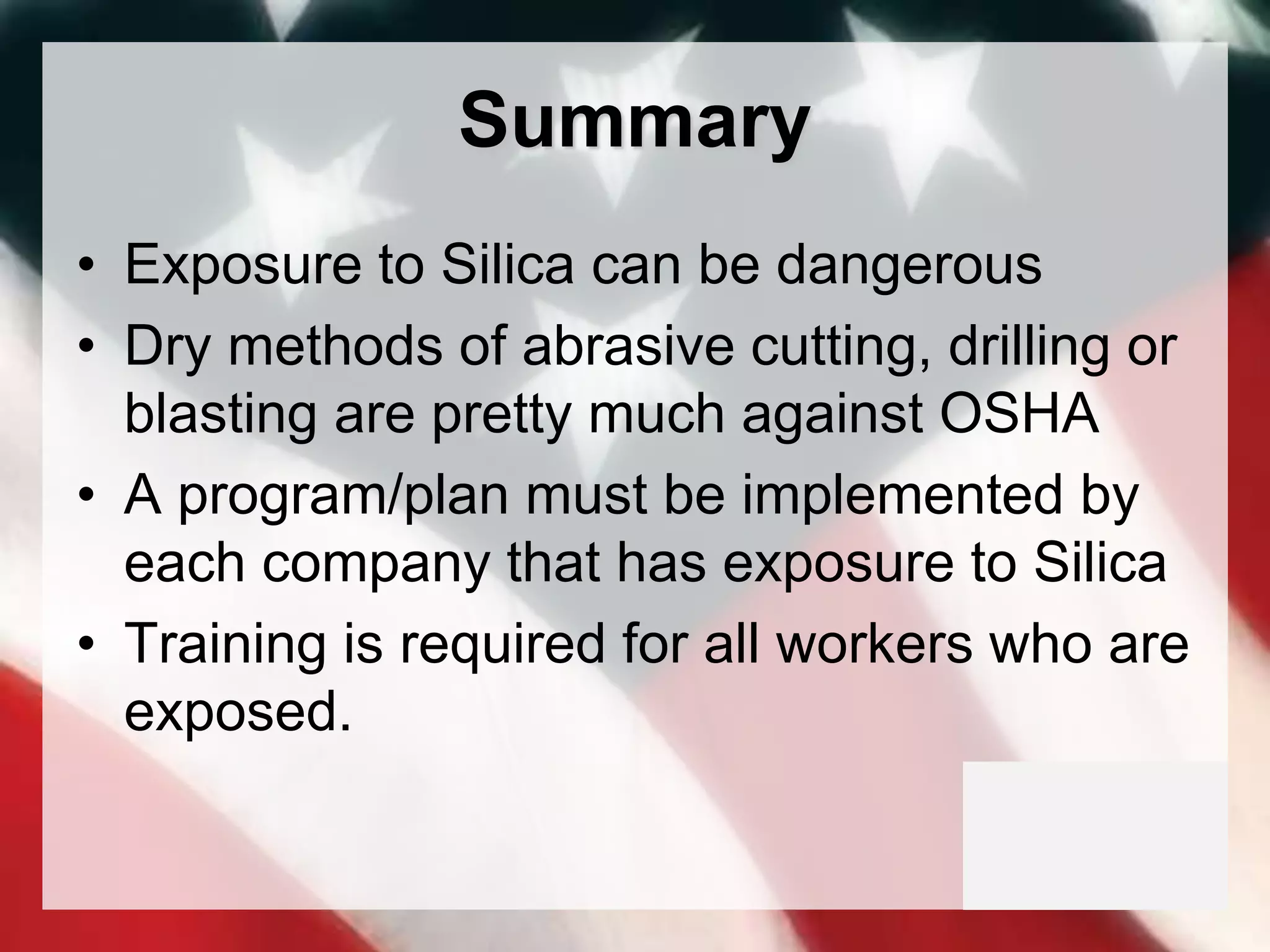 Silica Safety Requirements | PPTX