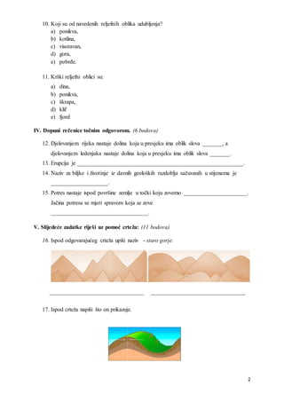 Test 5.razred RELJEF NA ZEMLJI | DOCX