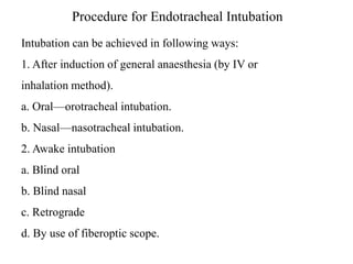Endotracheal intubation in oral & maxillofacial surgery | PPTX