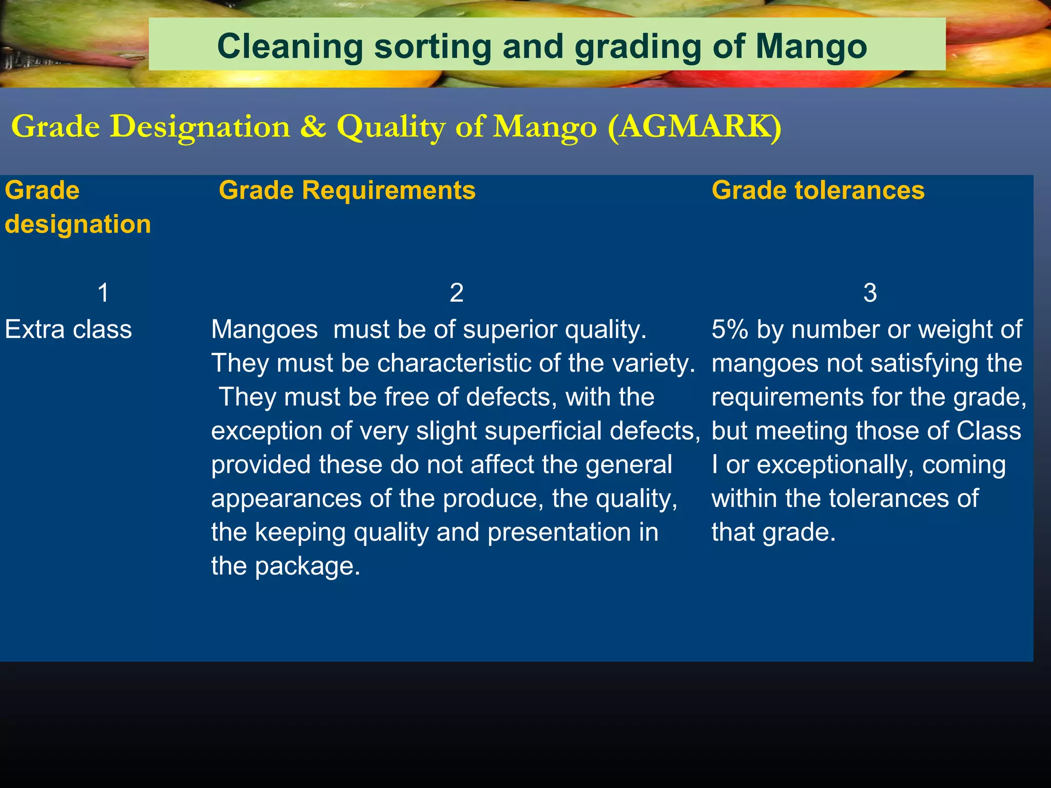 cleaning, sorting and grading of mango 1 | PPT
