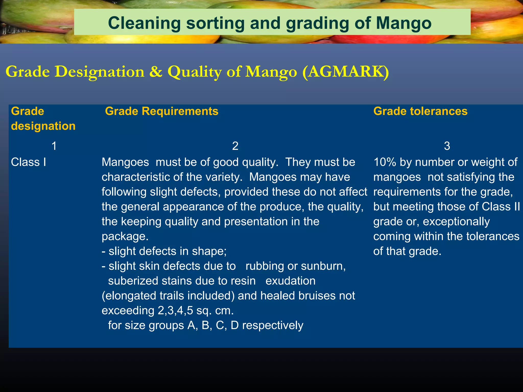 cleaning, sorting and grading of mango 1 | PPT