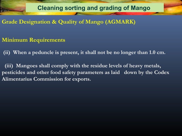 cleaning, sorting and grading of mango 1 | PPT