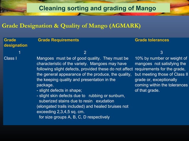 cleaning, sorting and grading of mango 1 | PPT