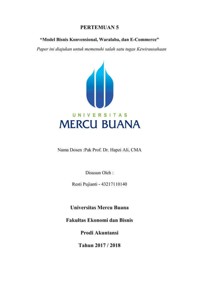 5. kewirausahaan, resti pujianti, hapzi ali, model bisnis konvensional, waralaba dan e commerce ...