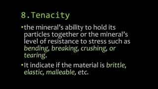 Physical properties of minerals | PPTX