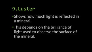 Physical properties of minerals | PPTX