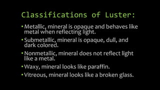 Physical properties of minerals | PPTX