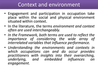 contexts and environments in occupational therapy | PPTX