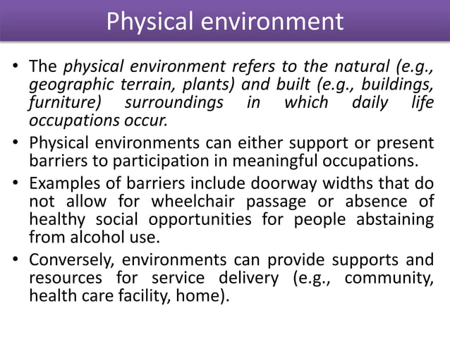 contexts and environments in occupational therapy | PPTX