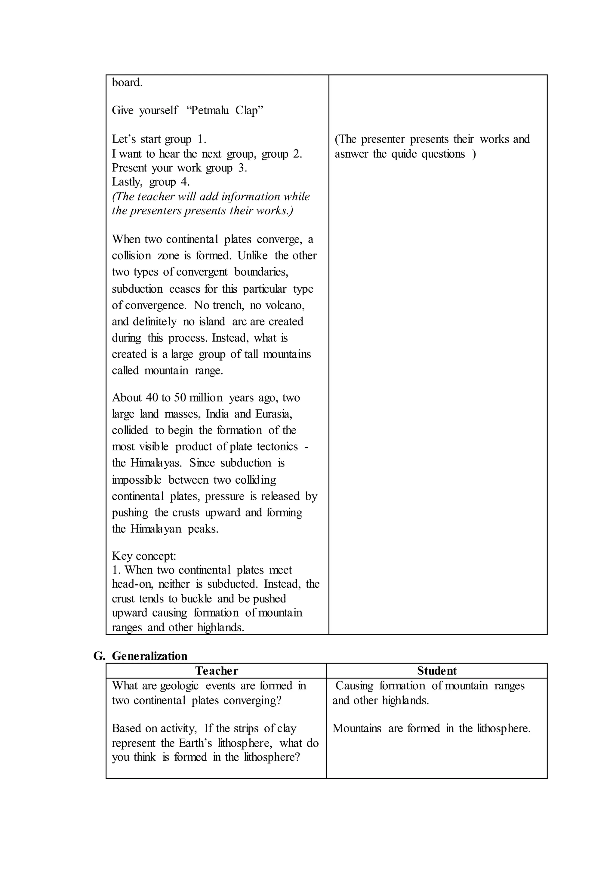 5. effect of two continental plates converging | DOCX