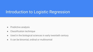 Logistic Regression | PPTX | Technology & Computing