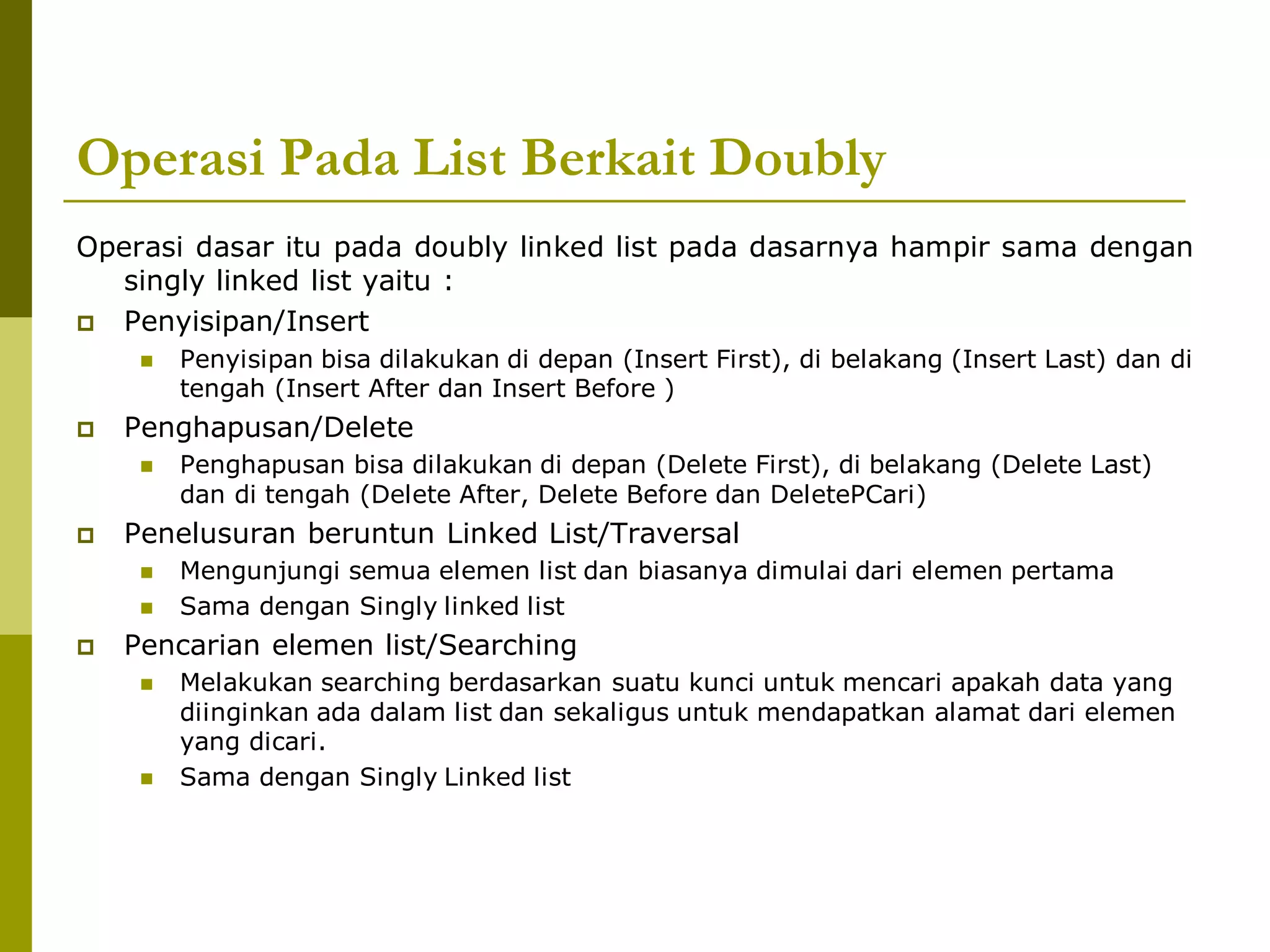 5. Doubly Linked List (Struktur Data) | PDF