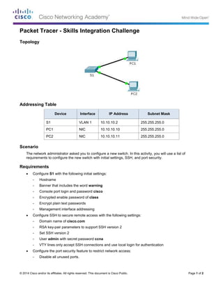 5.3.1.2 packet tracer skills integration challenge instructions | PDF