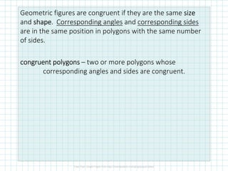 5.1 Congruent Polygons | PDF