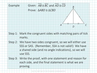 5.3 Congruent Triangle Proofs | PDF