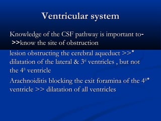 Radiological anatomy & Techniques of the Ventricular system | PPT