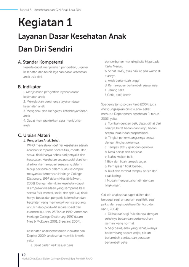 KESEHATAN DAN GIZI ANAK USIA DINI | PDF