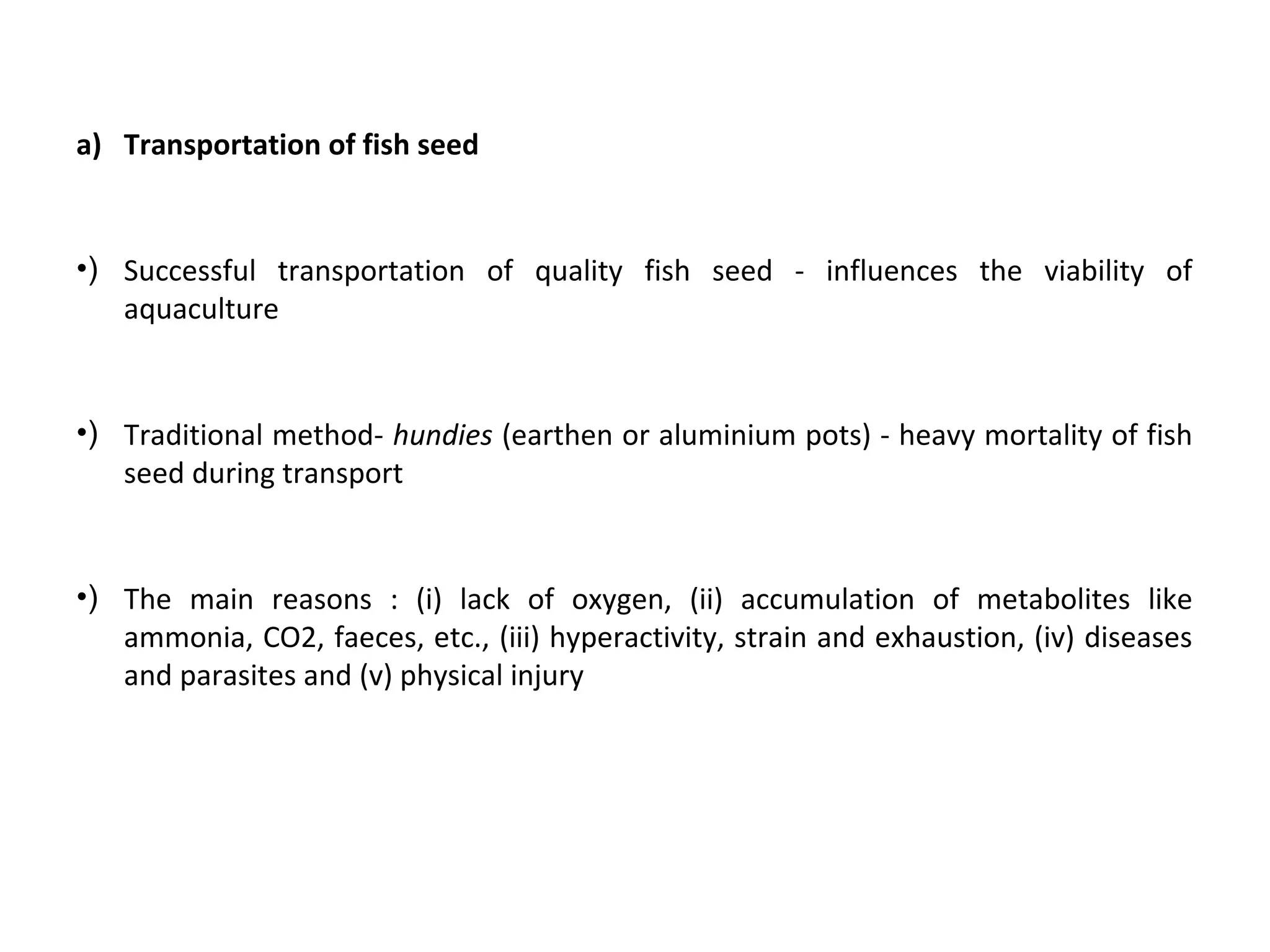 5.3 packing and transportation of fish seed | PPT
