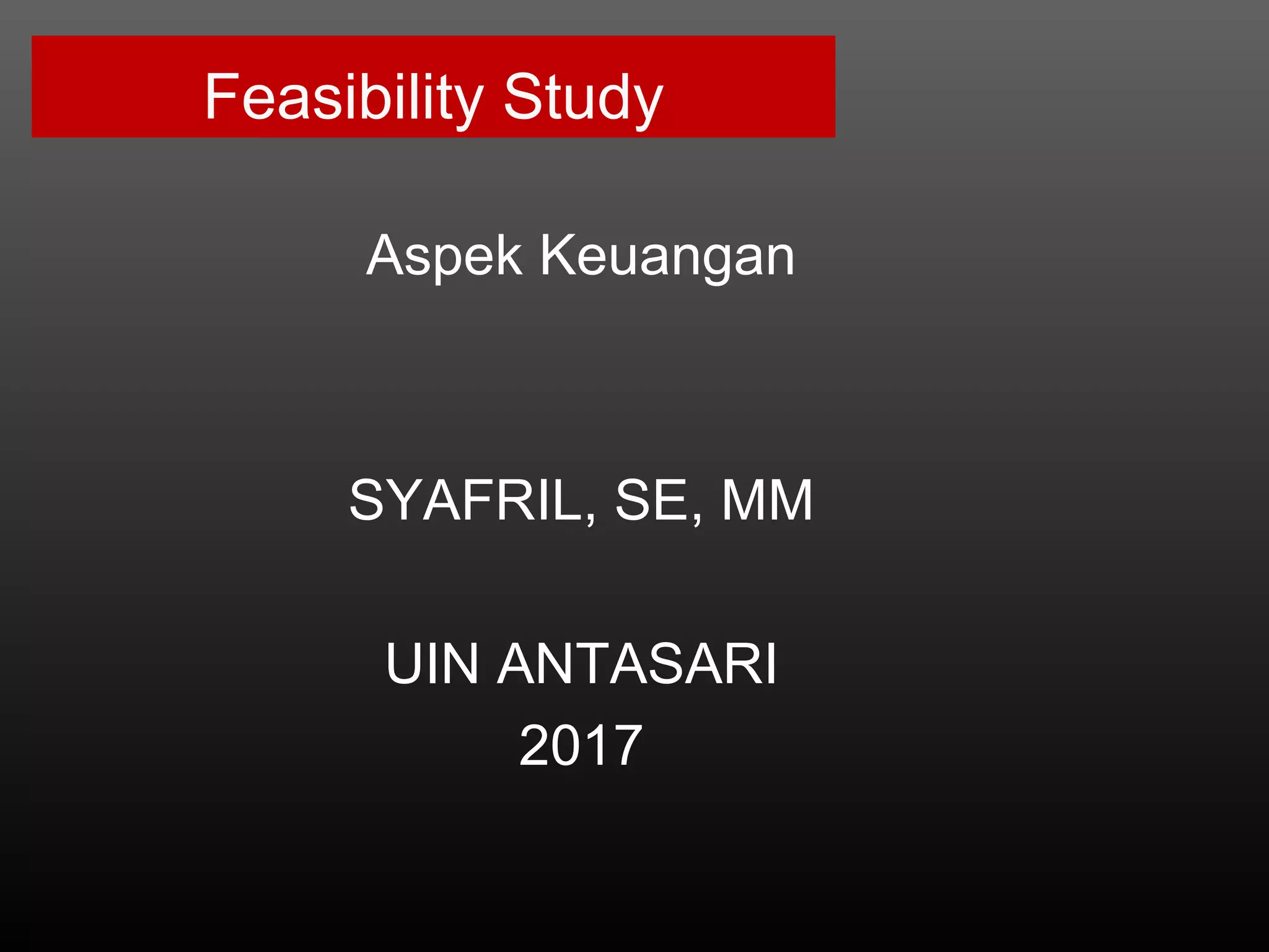 Aspek Keuangan Studi Kelayakan Bisnis | PPT