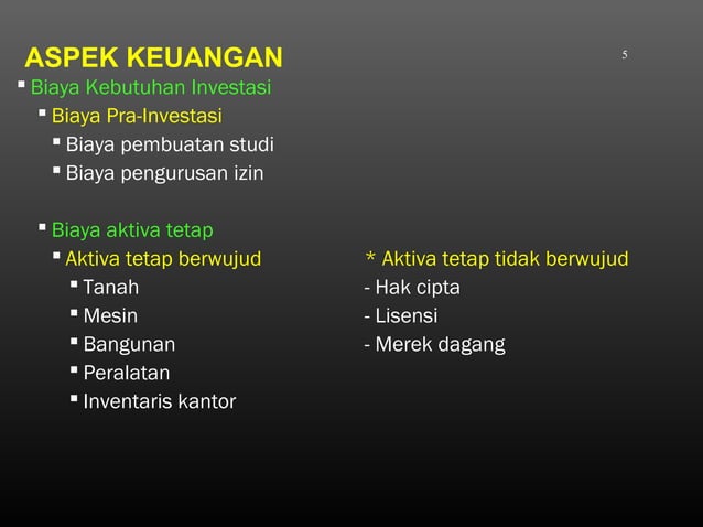 Aspek Keuangan Studi Kelayakan Bisnis | PPT