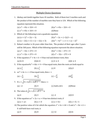 5.quadratic equations | PDF