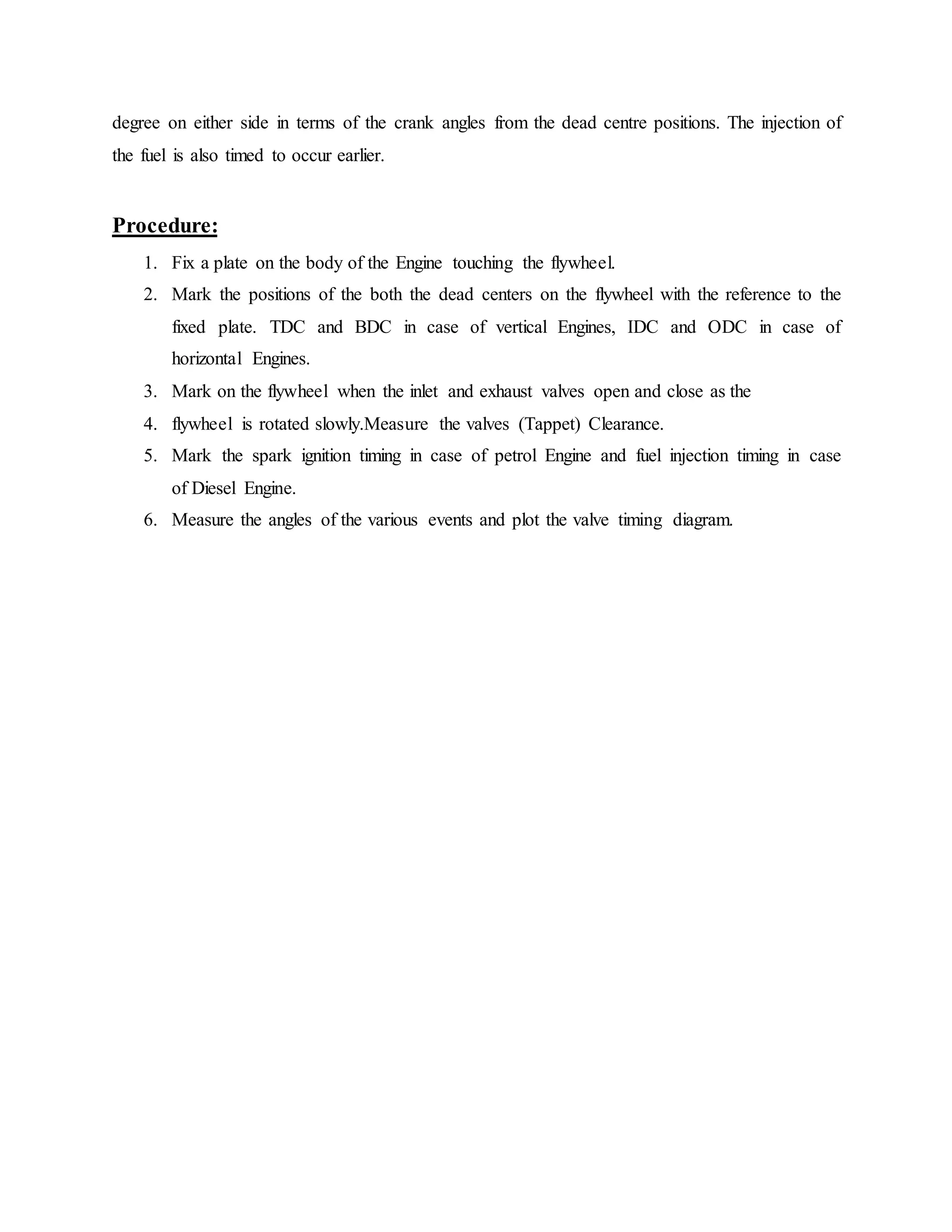 To study and draw the valve timings diagram Four-Stroke, Single ...
