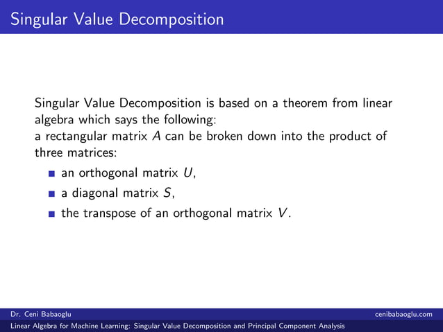 5 Linear Algebra For Machine Learning Singular Value Decomposition