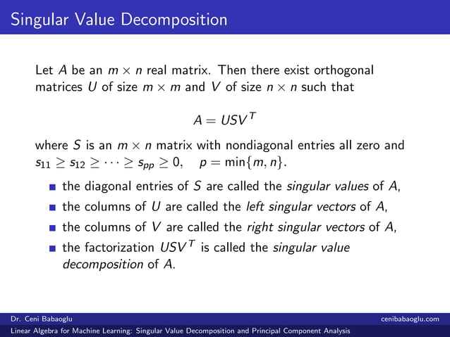 5 Linear Algebra For Machine Learning Singular Value Decomposition